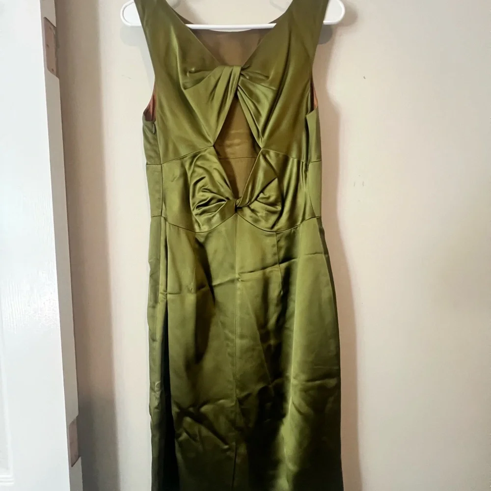SHAN | Dresses | Shan Green Satin Midi Dress | Poshmark